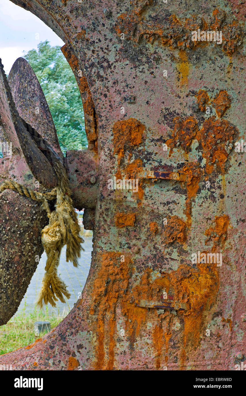 rusty rudder and propeller of a fishing trawler, Germany Stock Photo ...