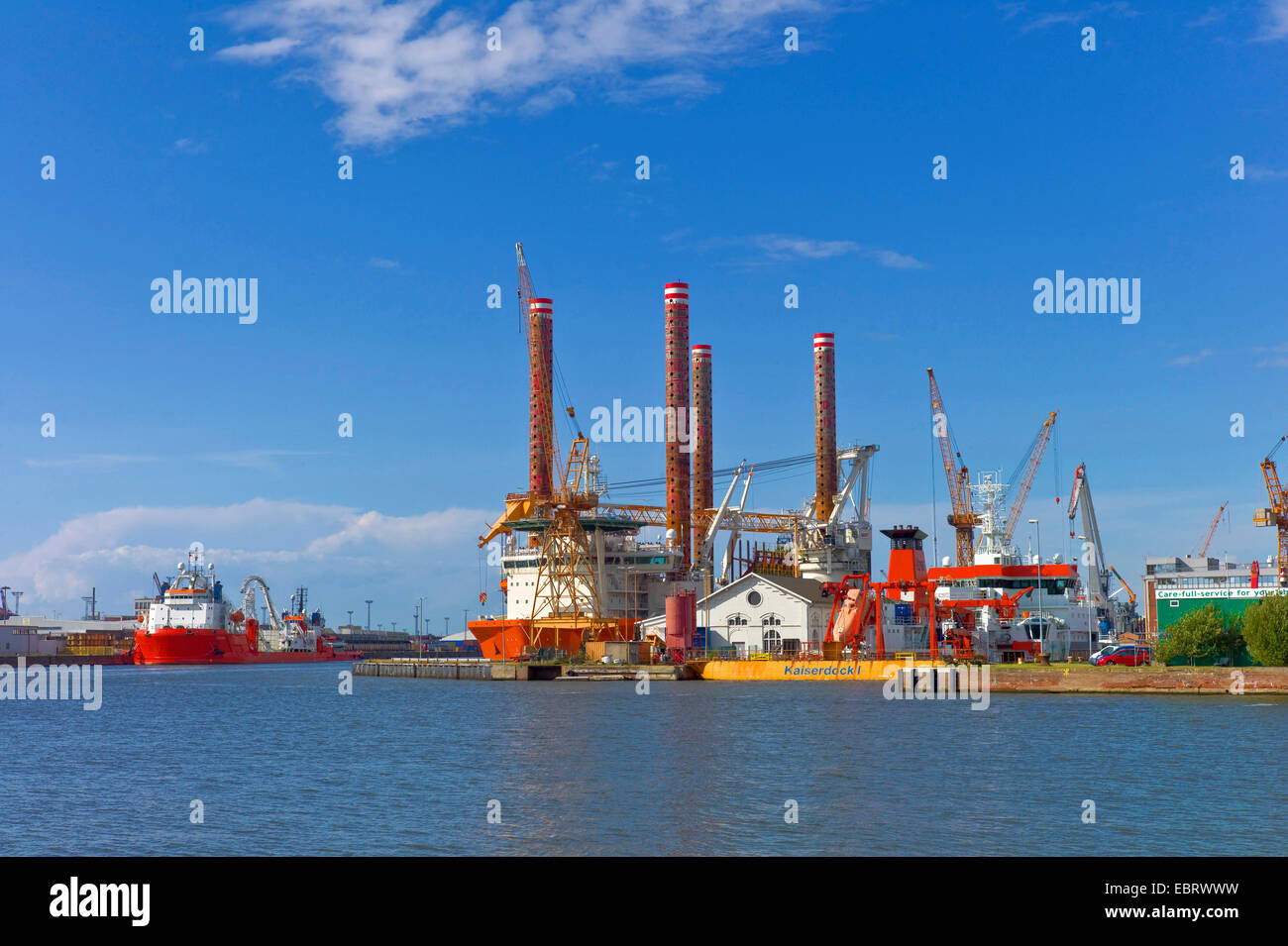 construction vessel for offshore wind farms in harbour, Germany ...