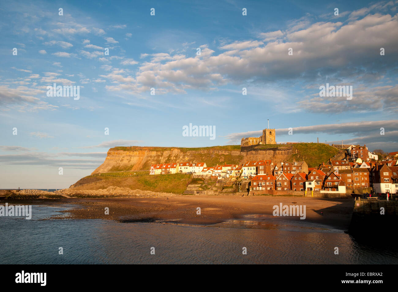 A view of the east cliffs at Whitby, North Yorkshire, with St Mary's ...
