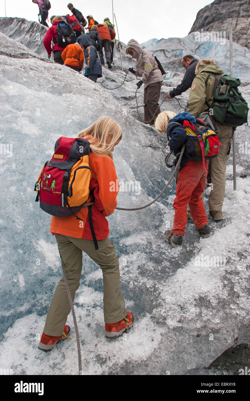 glacier travelling on Nigardsbreen, a glacier arm of Jostedalsbreen ...