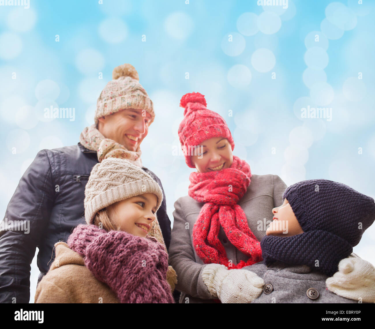 happy family in winter clothes outdoors Stock Photo - Alamy