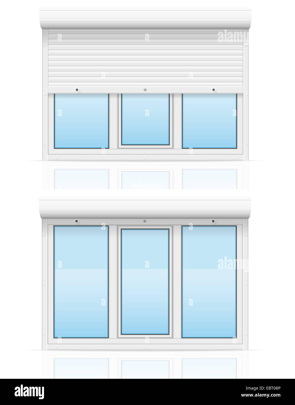 plastic window with rolling shutters illustration isolated on white ...