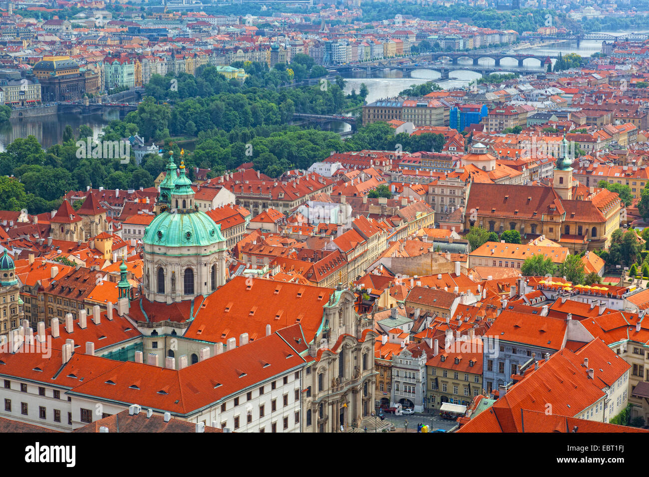 View of the historical districts of Prague from an observation deck ...