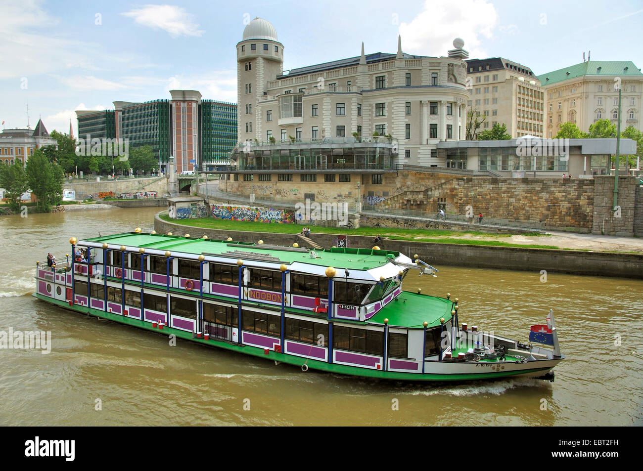 Danube canal boat trip at Wien outlet, only for editorial use, Austria ...