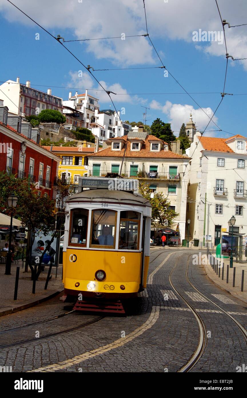 Tram 12, Lisbon, (Rua de Augusto Rosa?), Portugal Stock Photo - Alamy