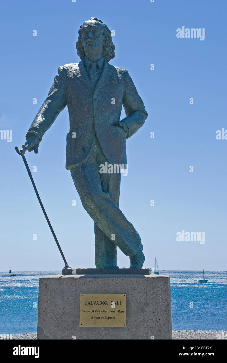 Salvador Dali statue at Cadaques on the Catalonian coast of Spain Stock ...