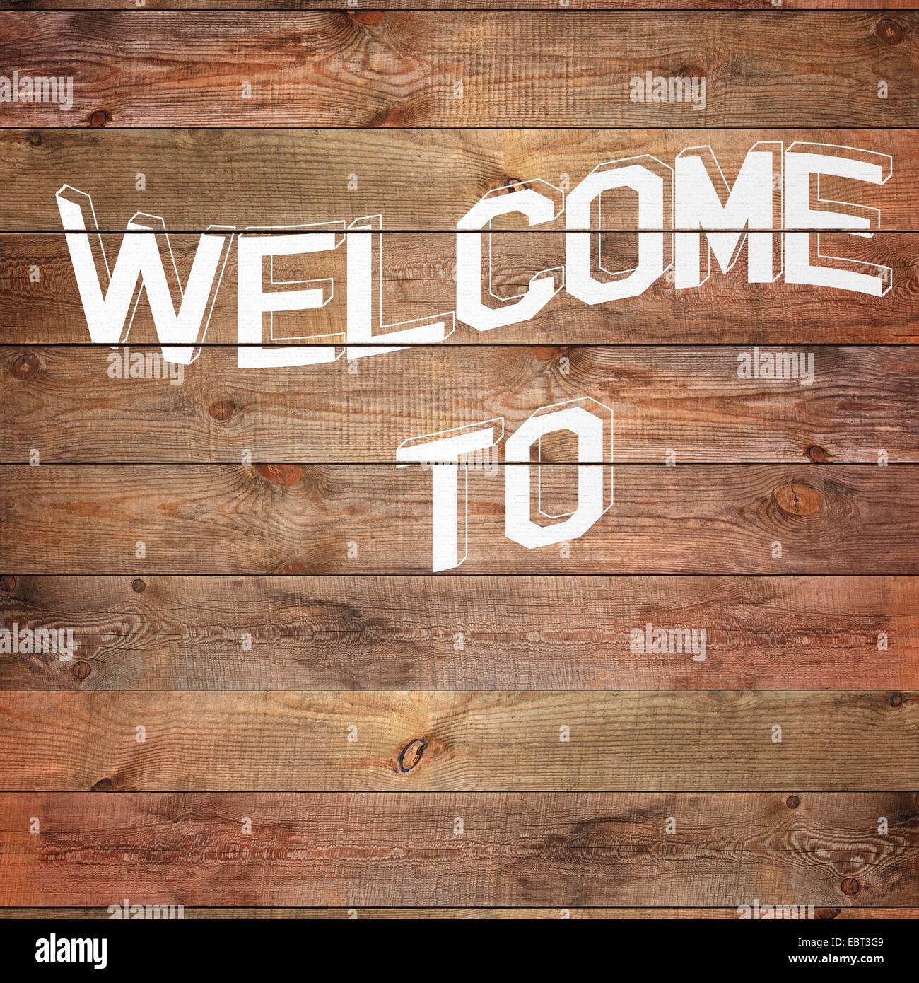 Vintage WELCOME sign on natural wooden surface. Closeup Stock Photo - Alamy