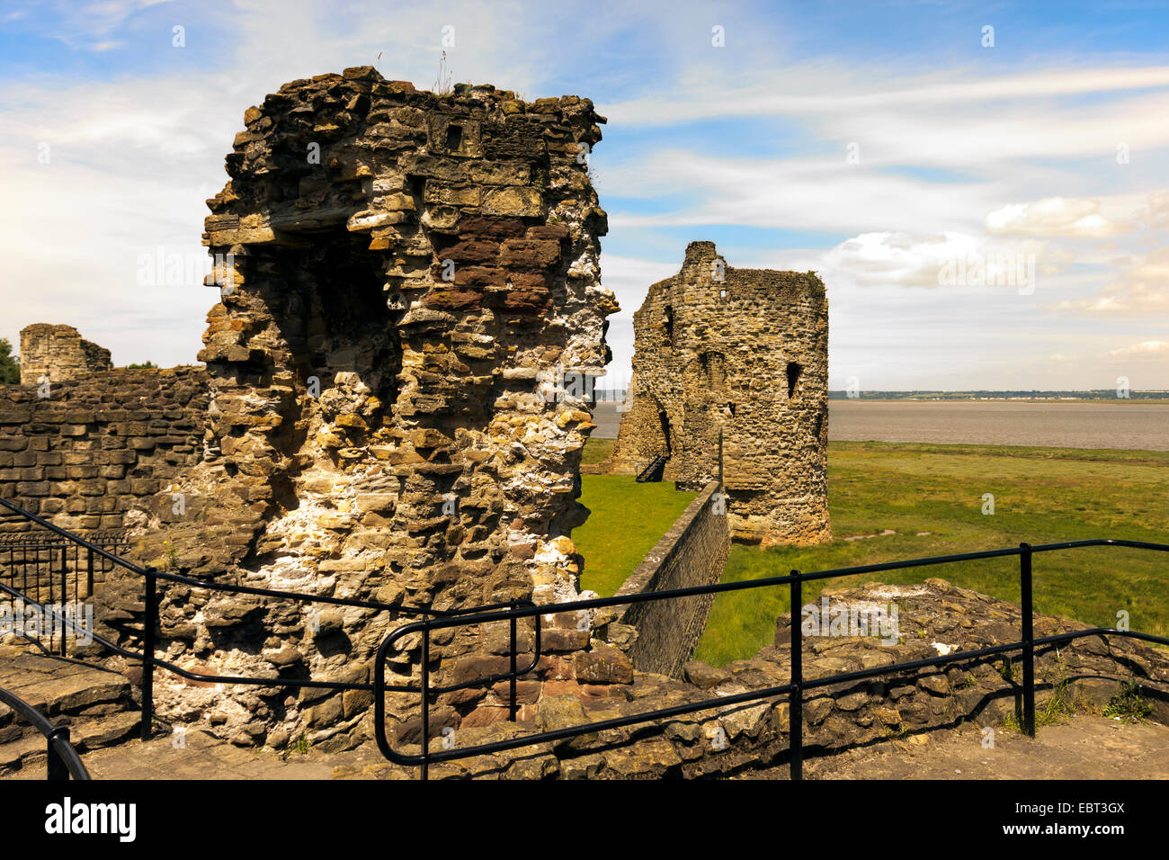13th century castle ruins, Flint Castle, River Dee Estuary, North Wales ...