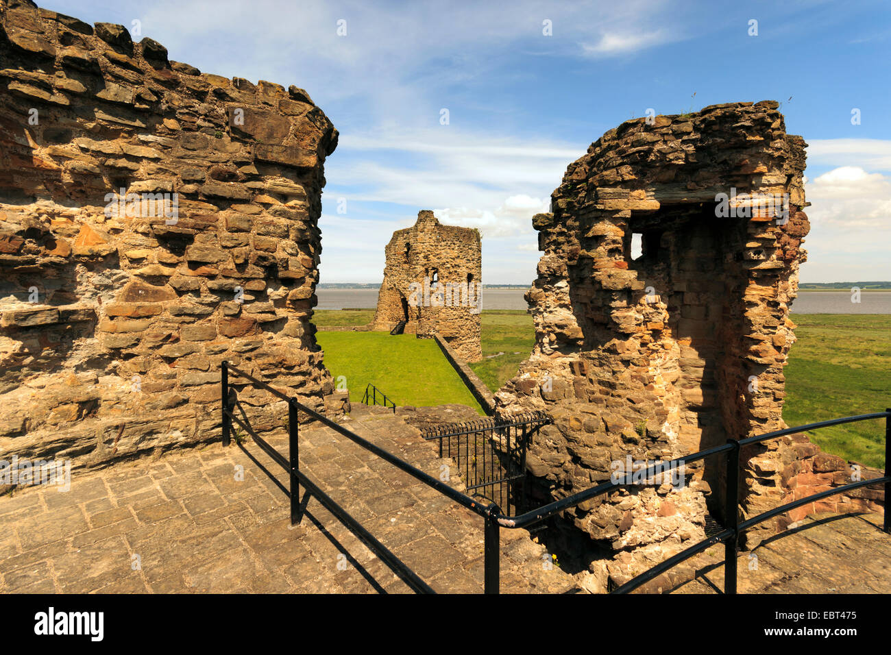 13th century castle ruins, Flint Castle, River Dee Estuary, North Wales ...