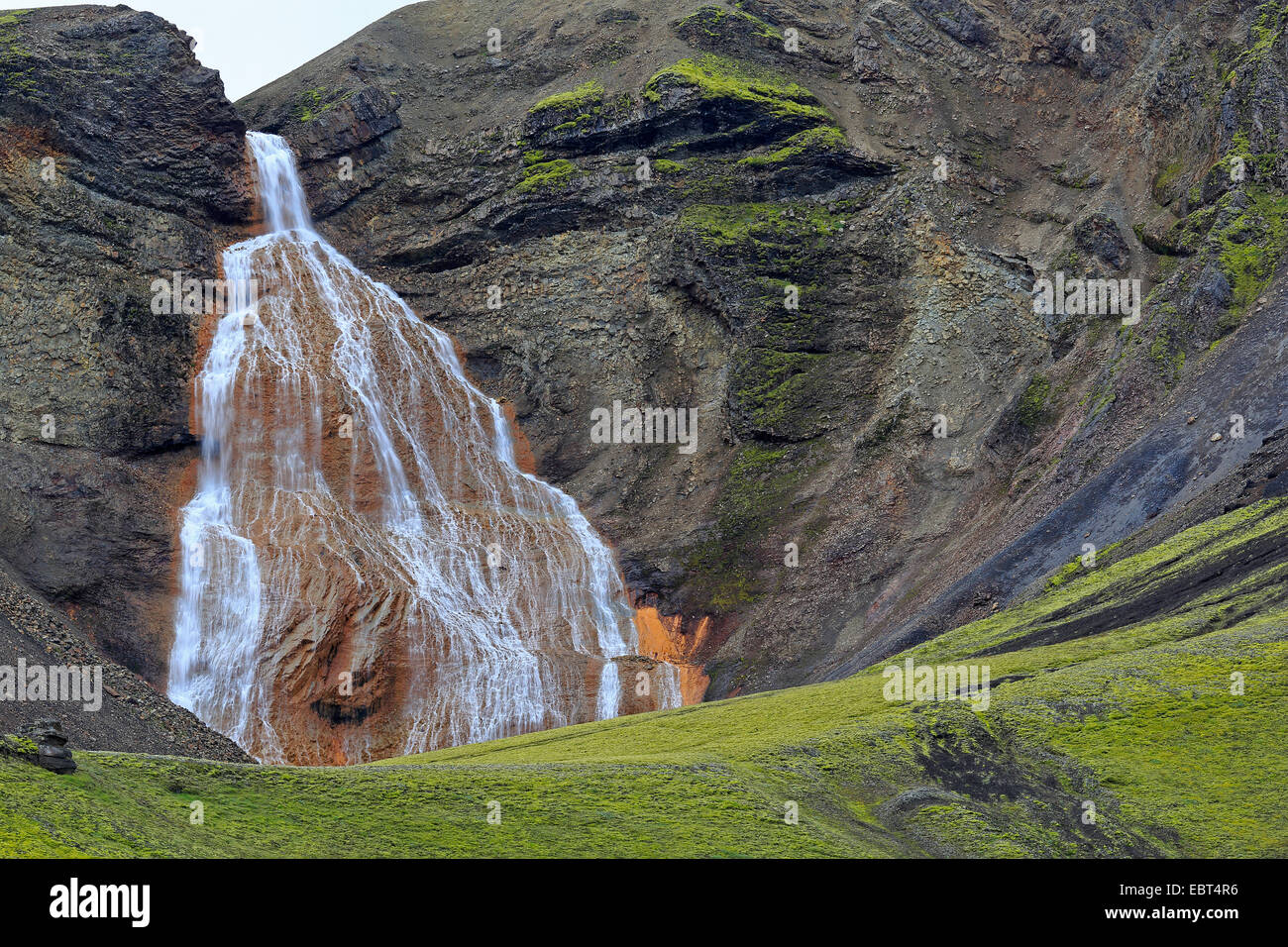Red Waterfall Fjallabk Nature Reserve Iceland Stock Photo - Alamy