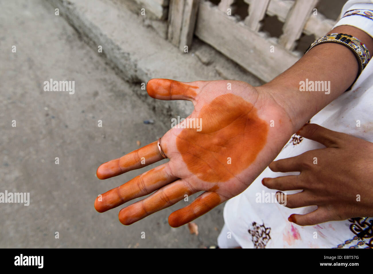 Girl with tinted hands, Bukhara, Uzbekistan, Asia Stock Photo - Alamy