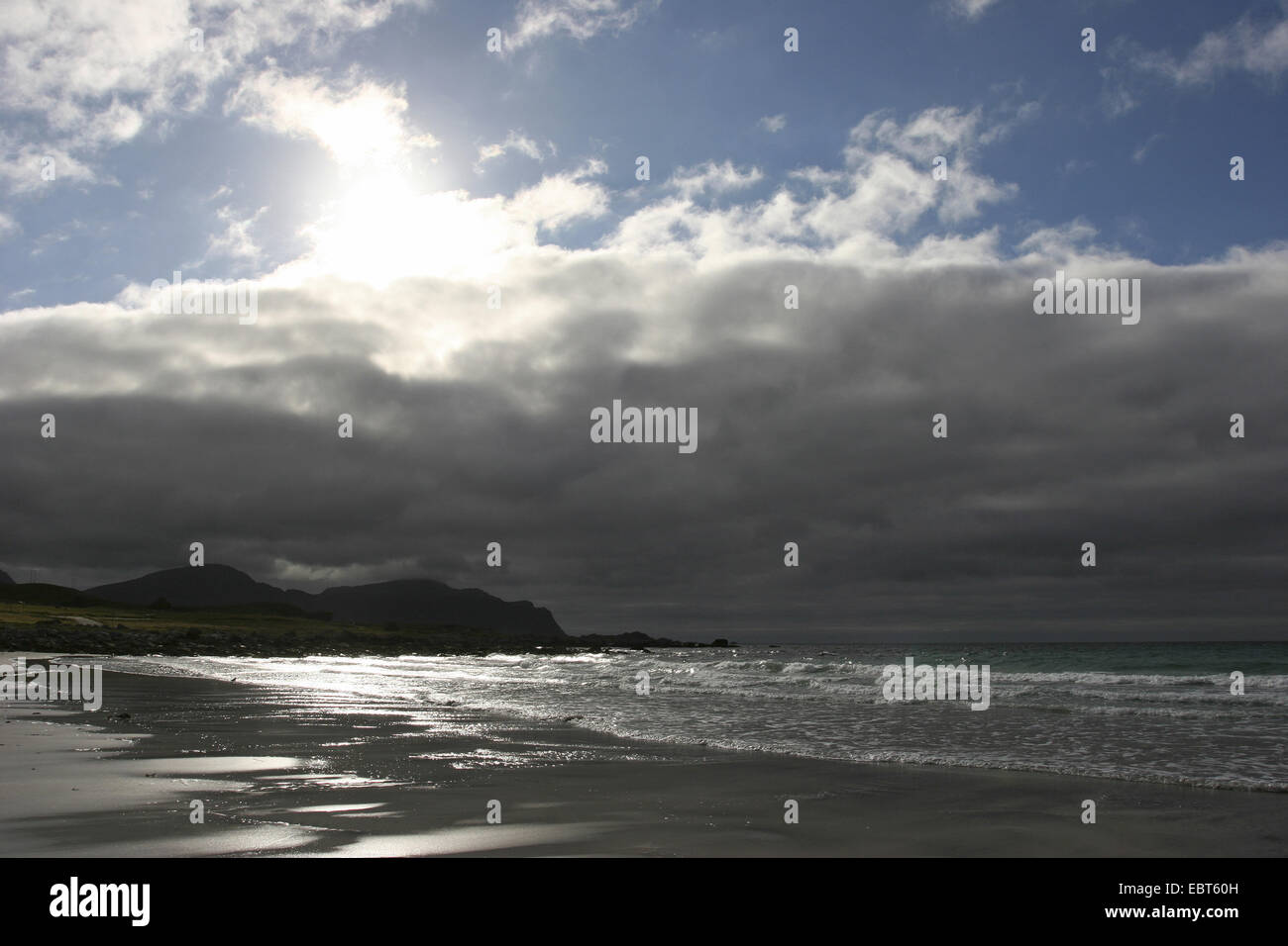 coast scenery near Vareid, Norway, Lofoten Islands, Flakstadoya Stock ...