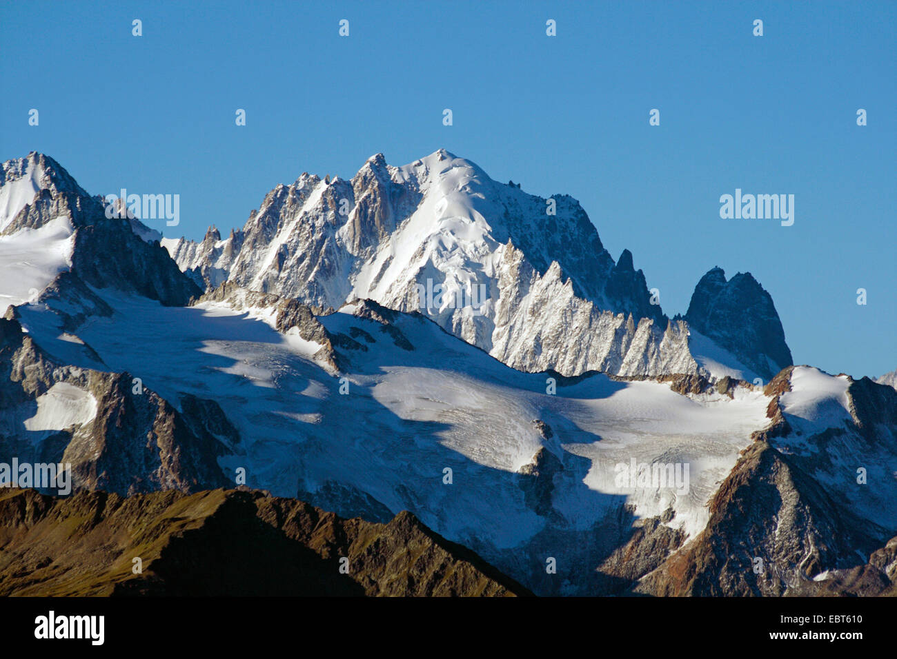 Mont Blanc massif with Aiguille Verte, Aiguille dÆArgentiÞre und ...