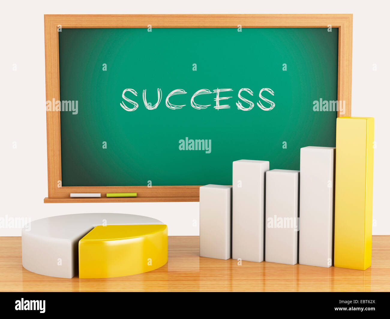 3d illustration. Graph, charts and blackboard. business success concept ...