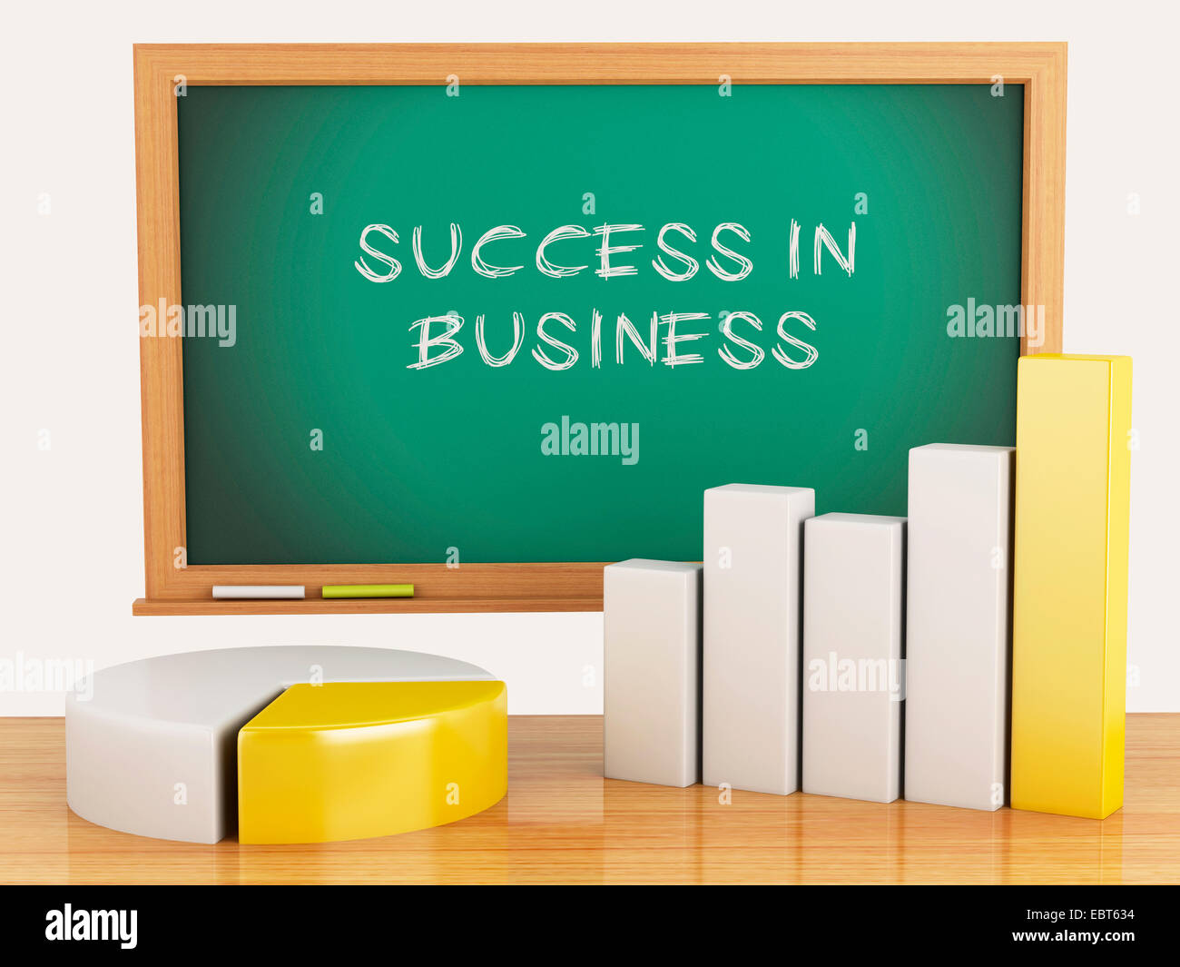 3d illustration. Graph, charts and blackboard. business success concept ...