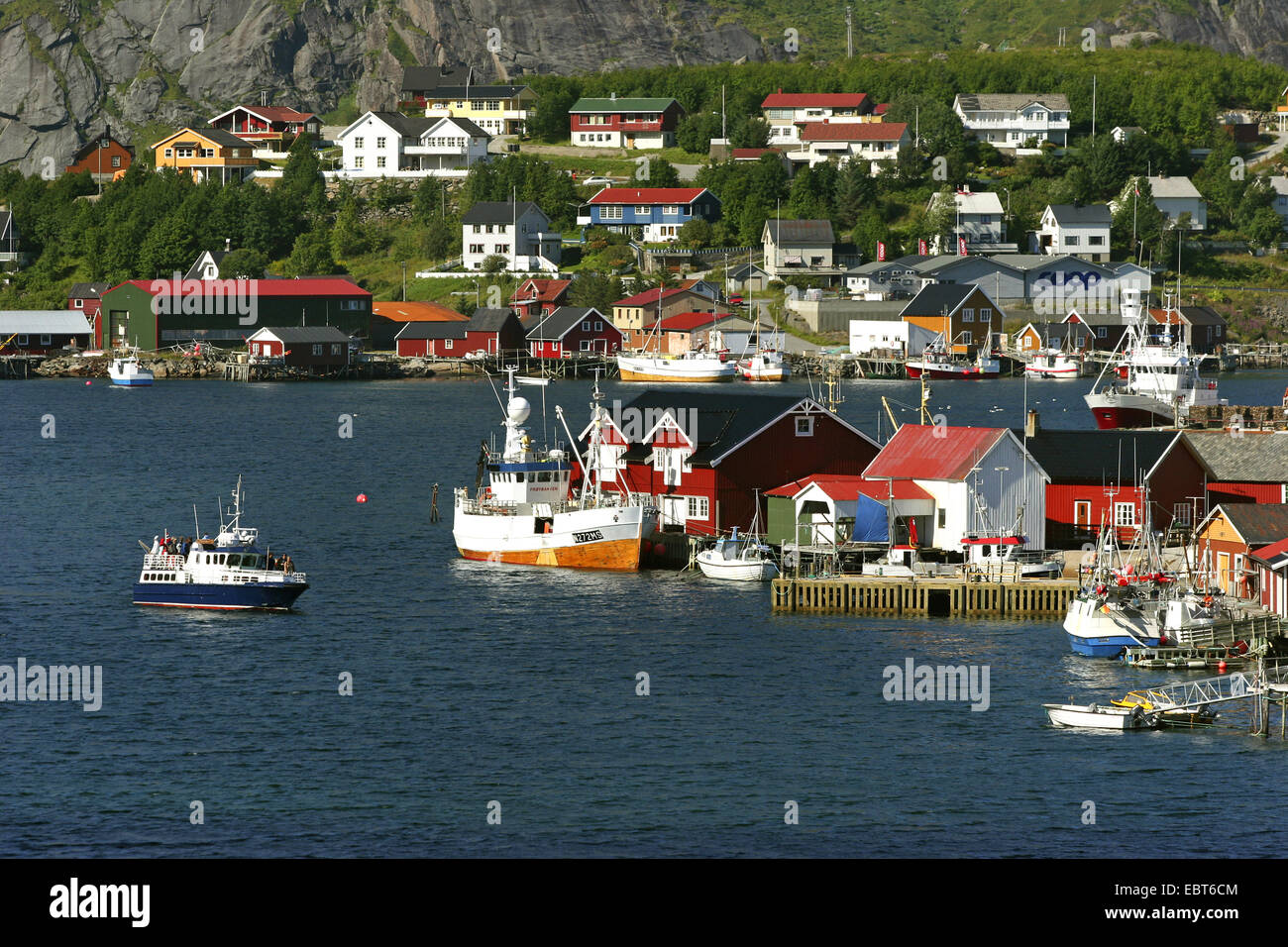 Reine village at the coast, Norway, Lofoten Islands, Moskenesoya Stock ...