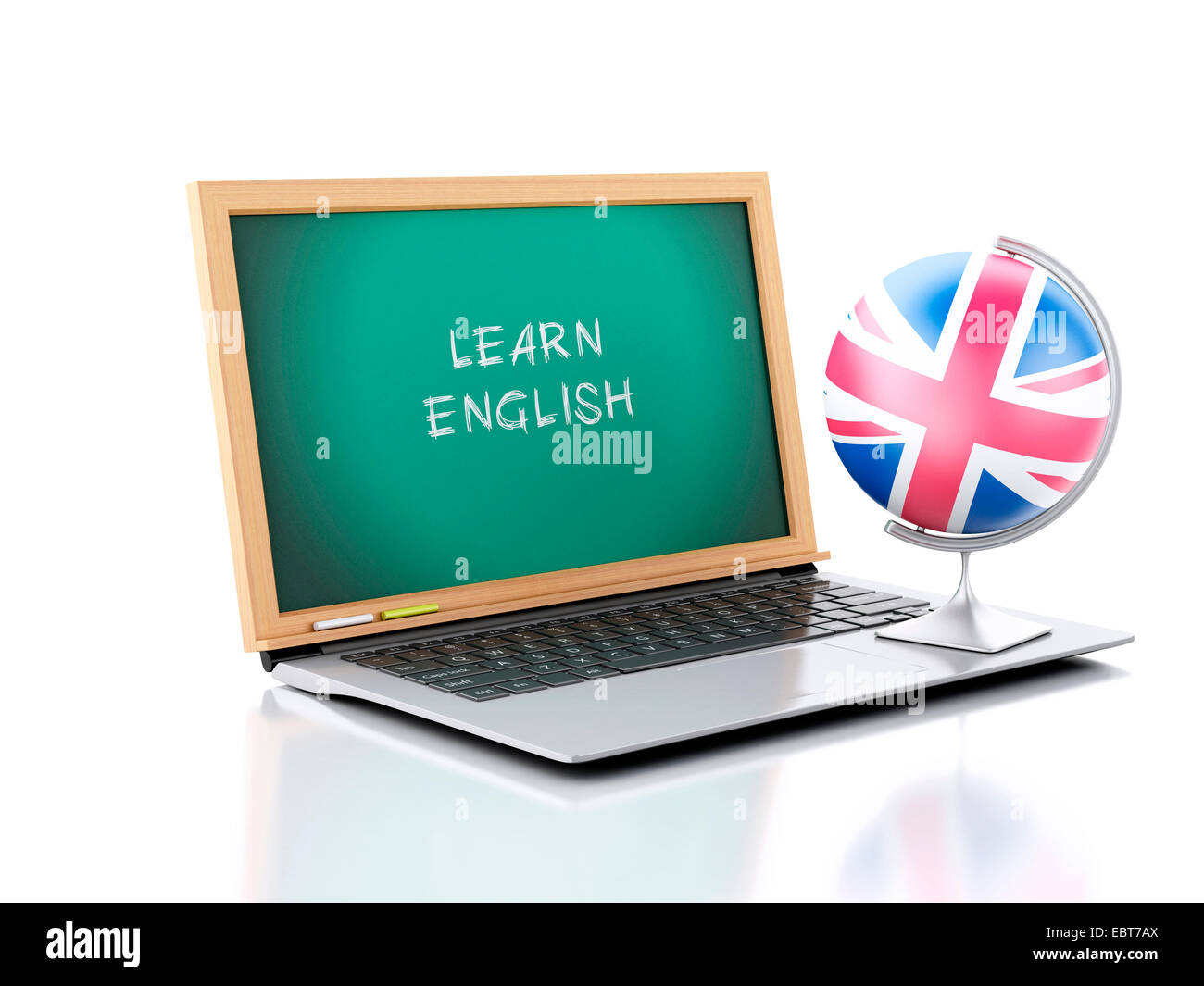image of Laptop with chalkboard. Learn English concept. 3d illustration ...