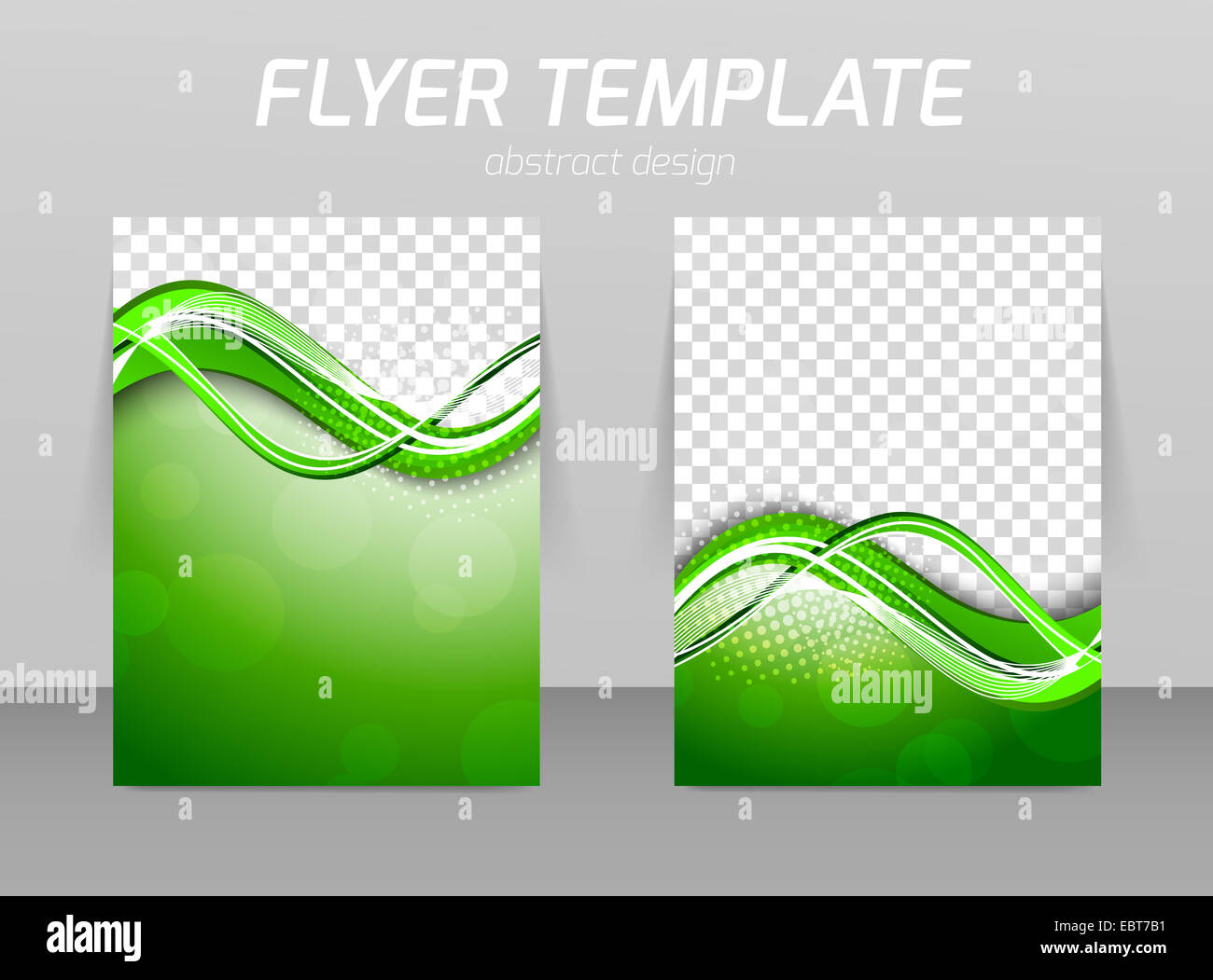 Abstract flyer template design in green color with wave lines Stock ...