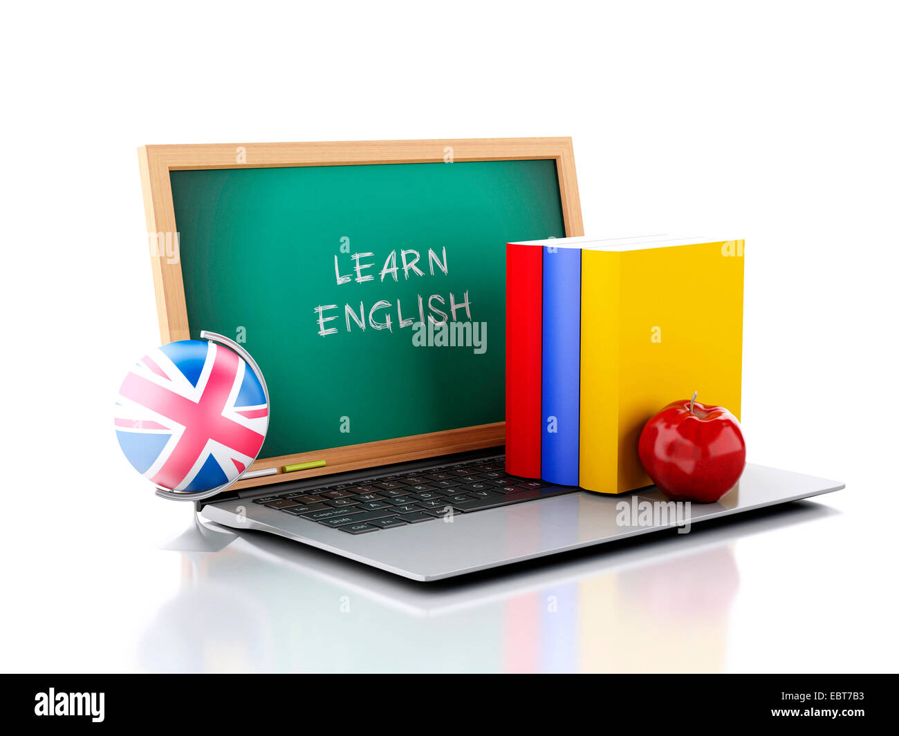 image of Laptop with chalkboard. Learn English concept. 3d illustration ...