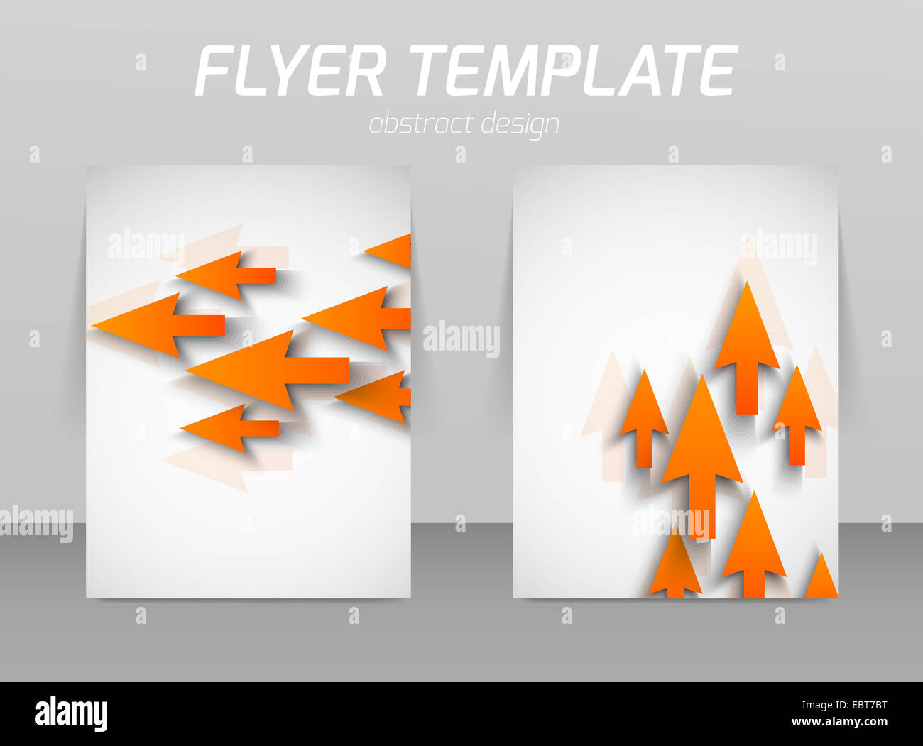 Abstract flyer template design with orange arrows Stock Photo - Alamy