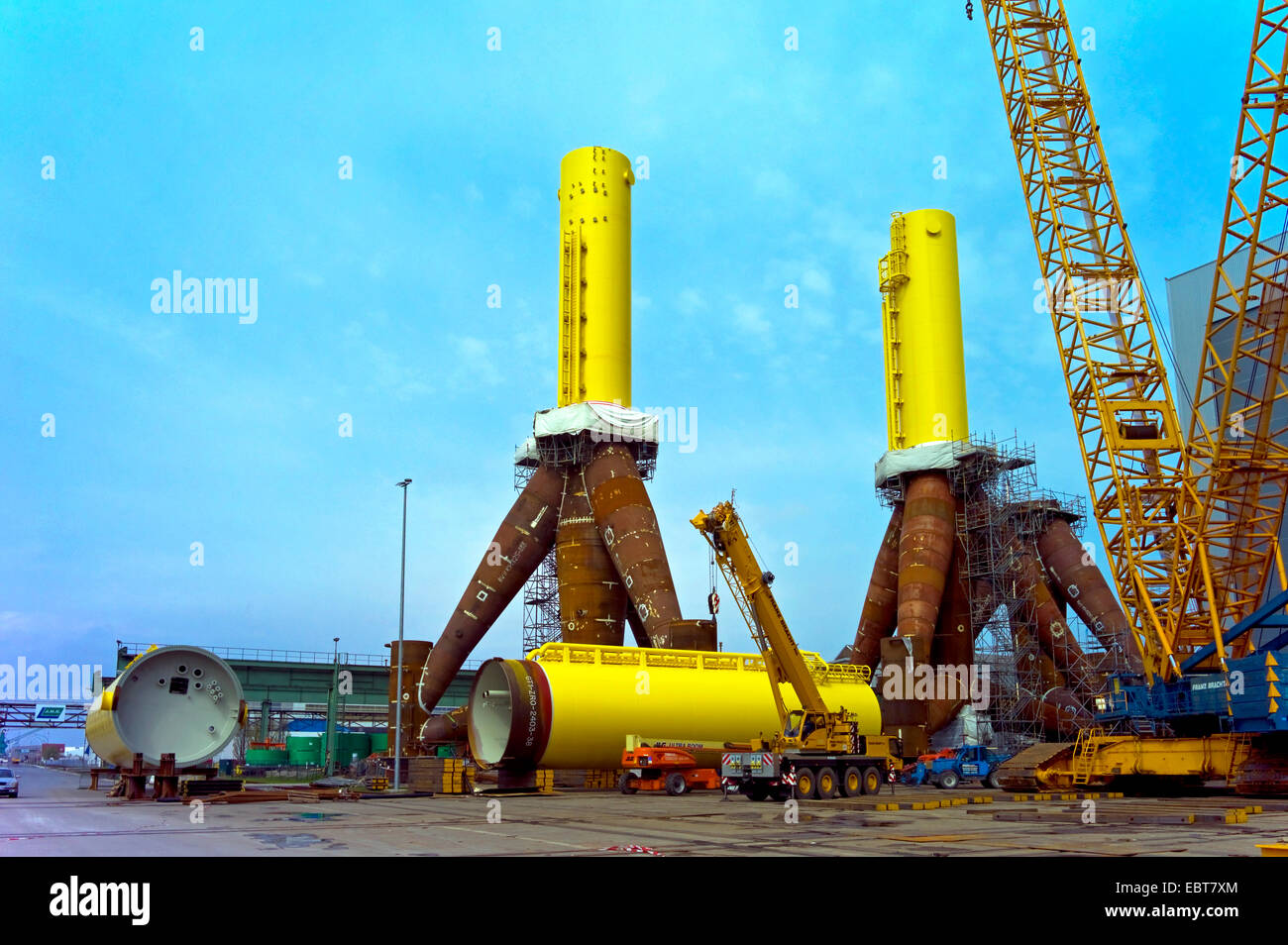 tripods for offshore wind farms in harbour, Germany, Labradorhafen ...