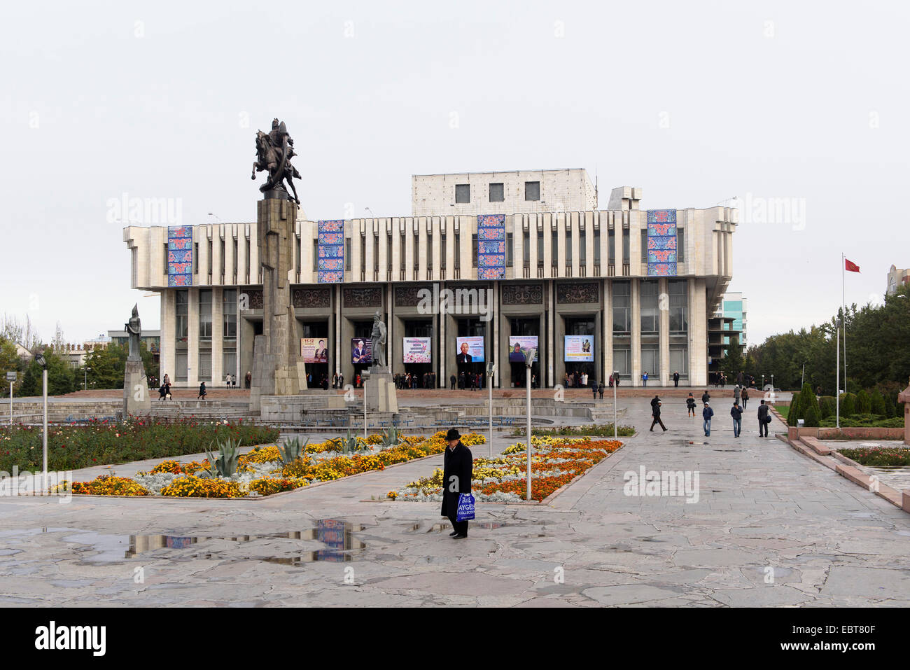 Manas monument in front of the philharmonic hall, Bishkek, Kirgistan ...