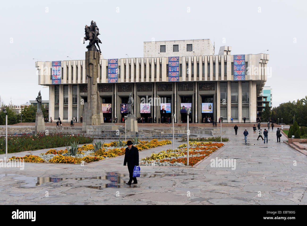 Manas monument in front of the philharmonic hall, Bishkek, Kirgistan ...