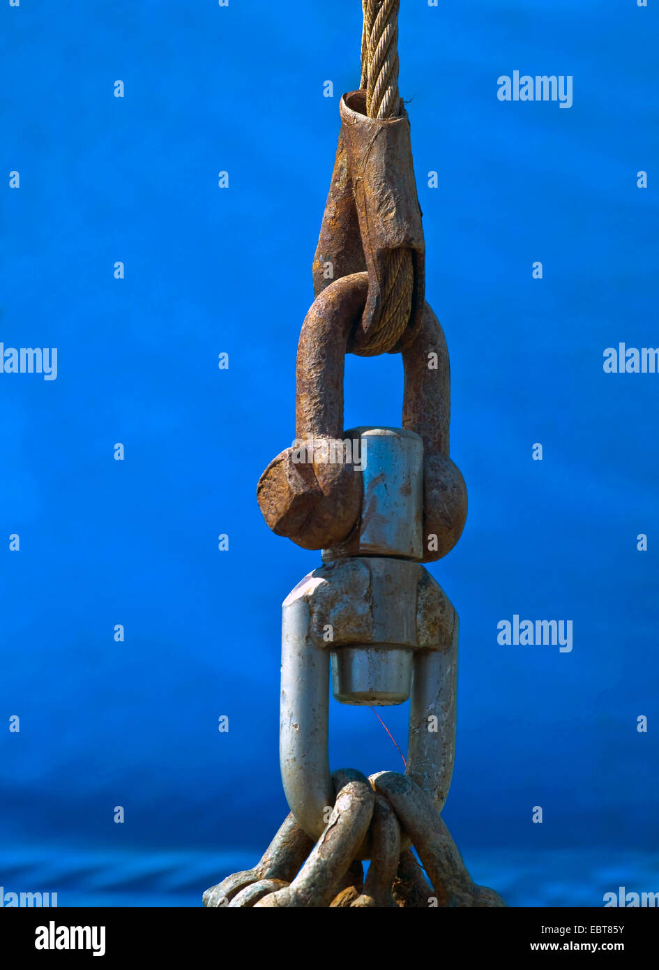 fairlead shackle and blue sail, Germany, Lower Saxony Stock Photo - Alamy
