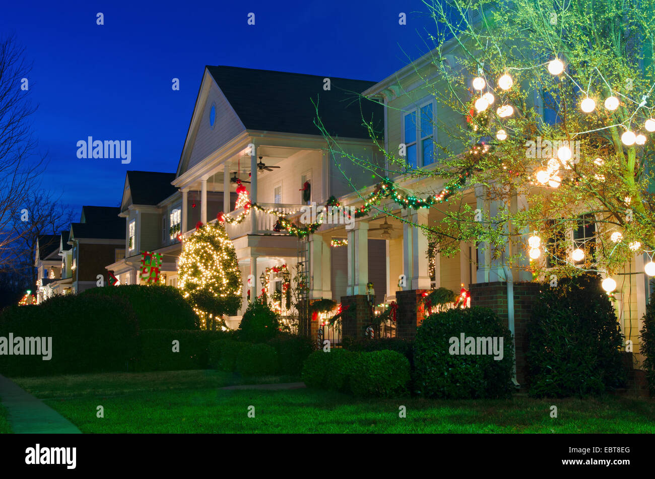 These traditional, Victorian-style homes in a Christmas town/village ...