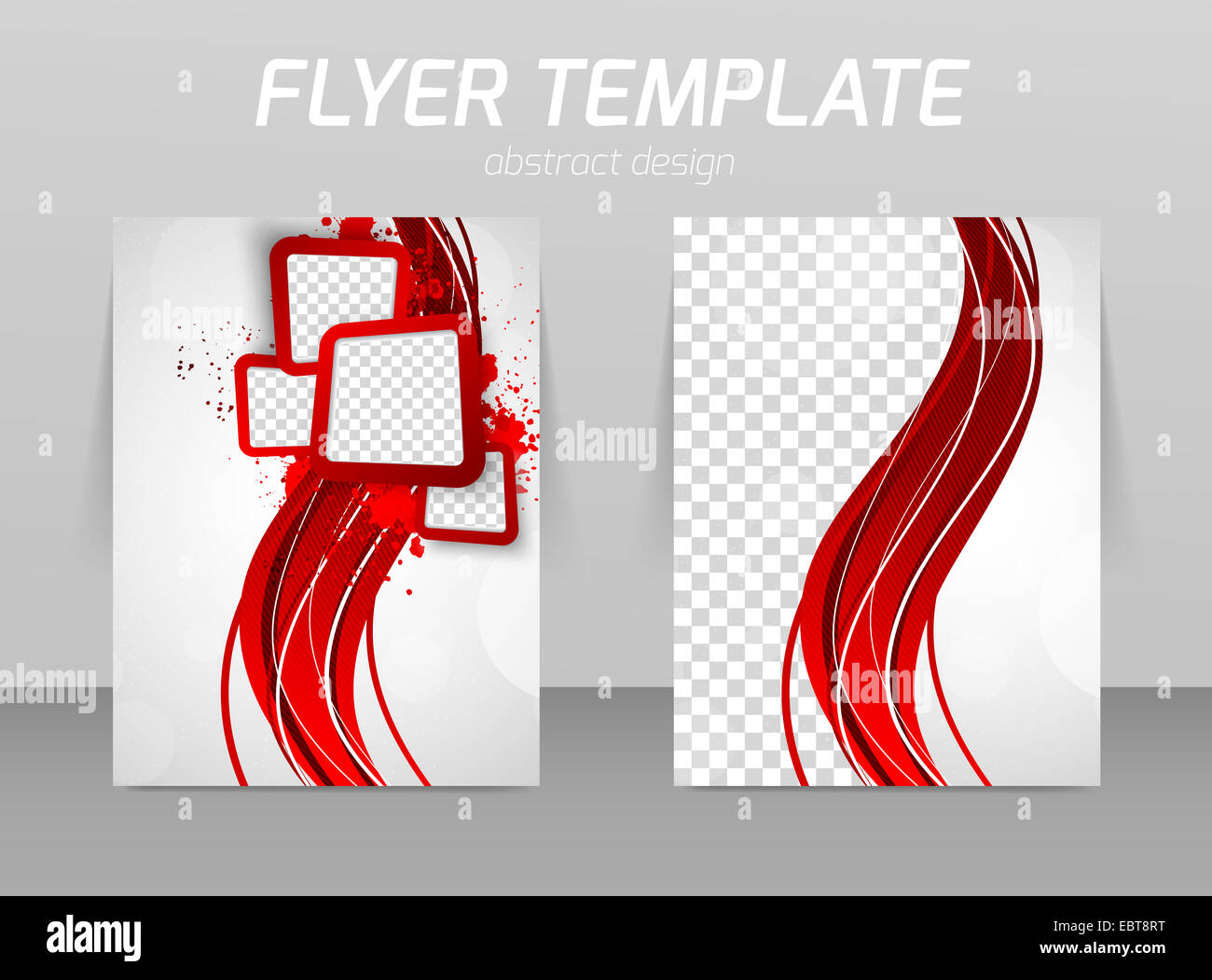 Abstract flyer template design in red color with squares Stock Photo ...