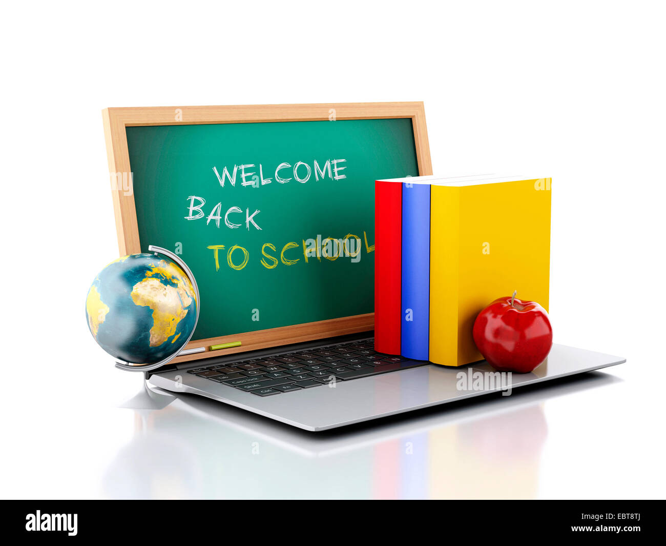 image of Laptop with chalkboard. welcome back to school concept. 3d ...