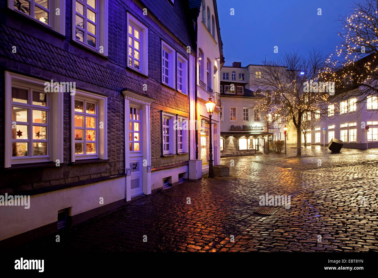old city of Luedenscheid in the evening, Germany, North Rhine ...
