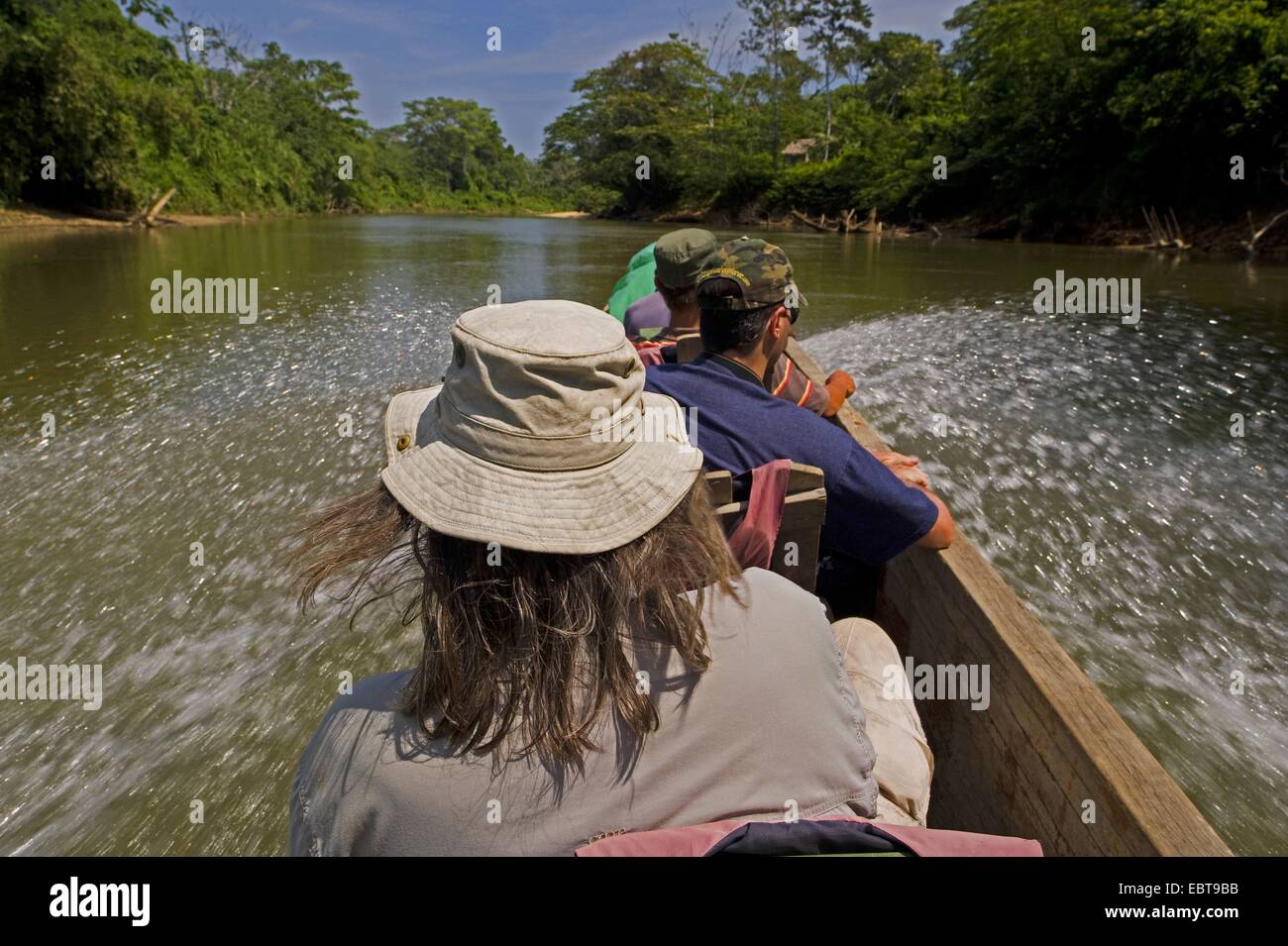 river trip through rainforest area in a dugout, Honduras, La Mosquitia ...