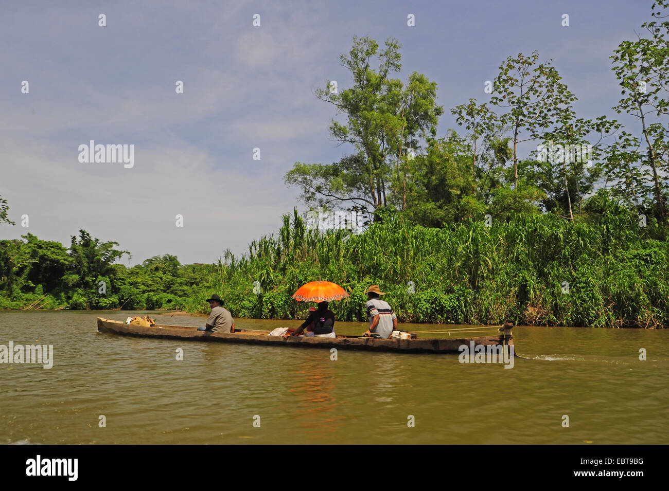 Miskito people in a dugout canoe, Honduras, La Mosquitia, Las Marias ...