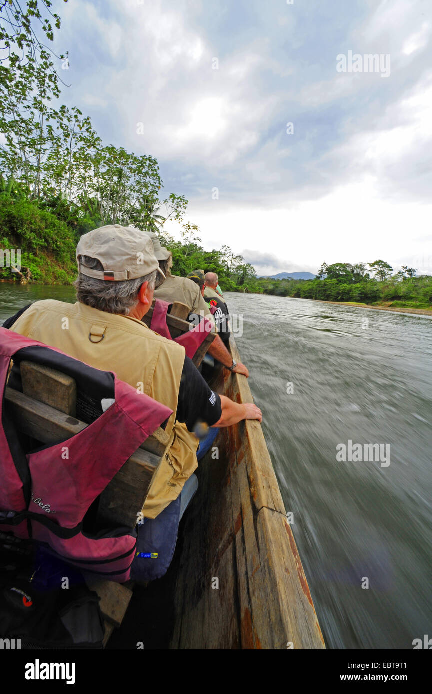 river trip through rainforest area in a dugout, Honduras, La Mosquitia ...