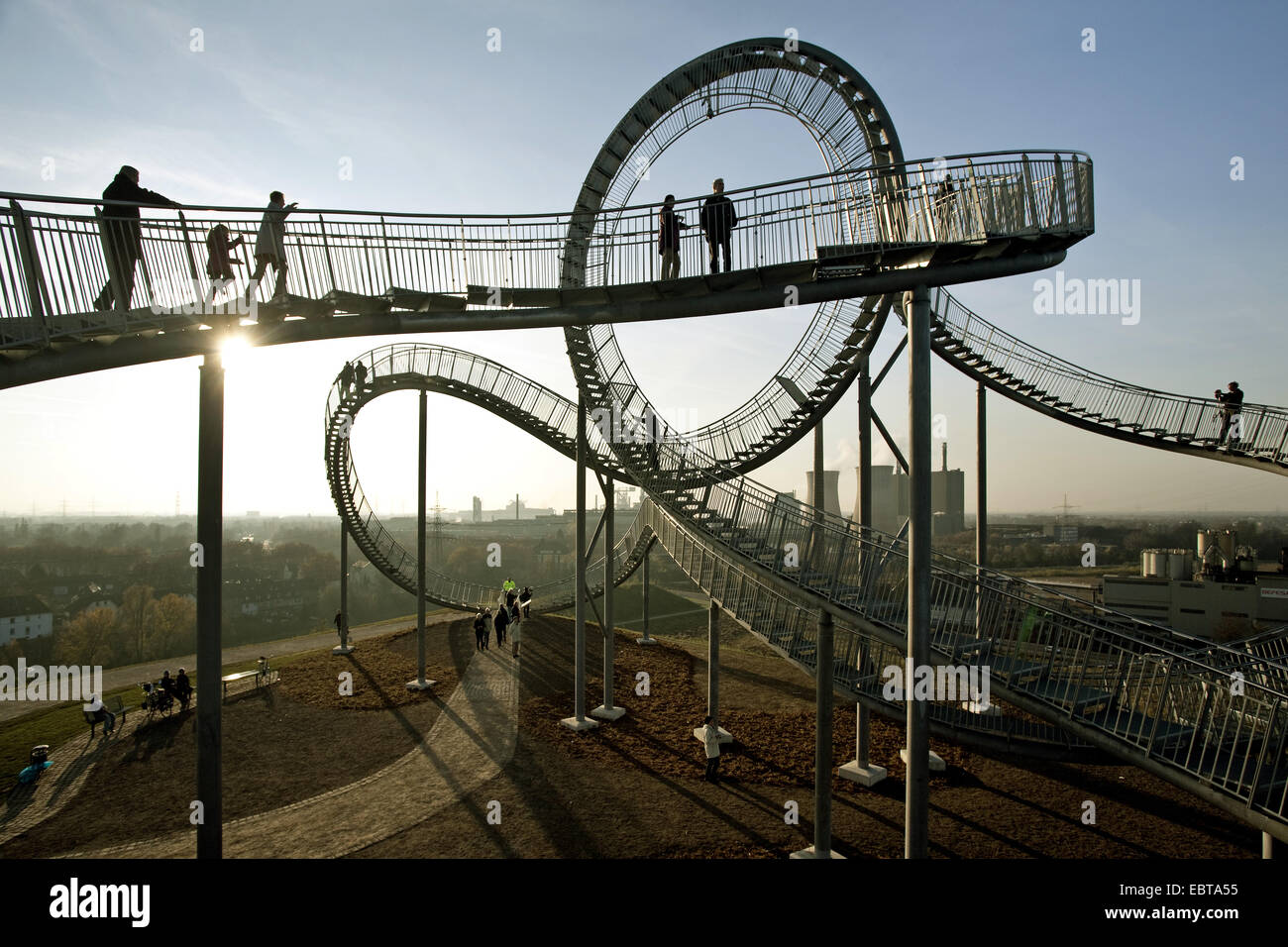 landmark Tiger and Turtle on stockpile Angerpark in evening light ...