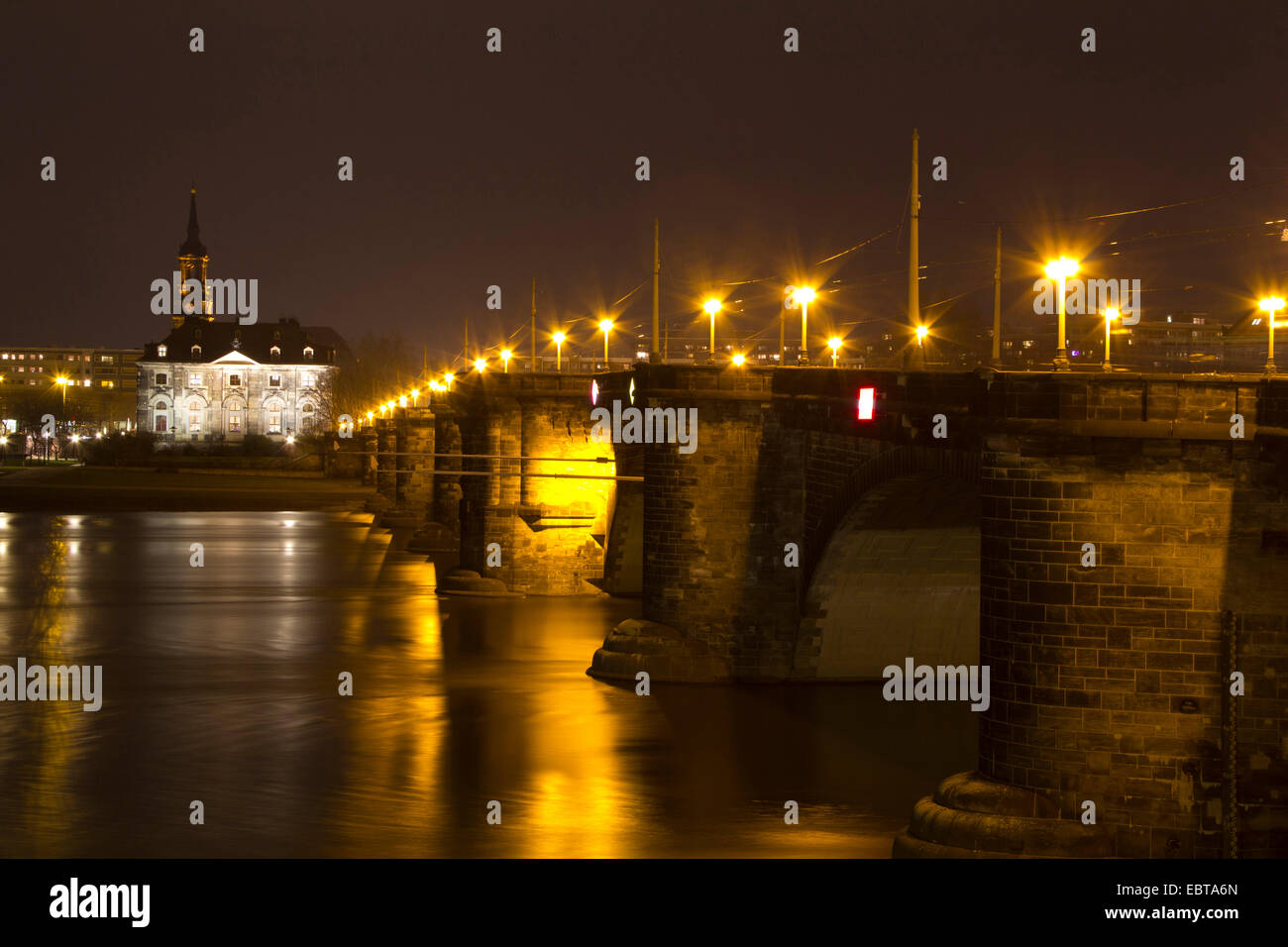 Augustus Bridge at night, Germany, Saxony, Dresden Stock Photo - Alamy