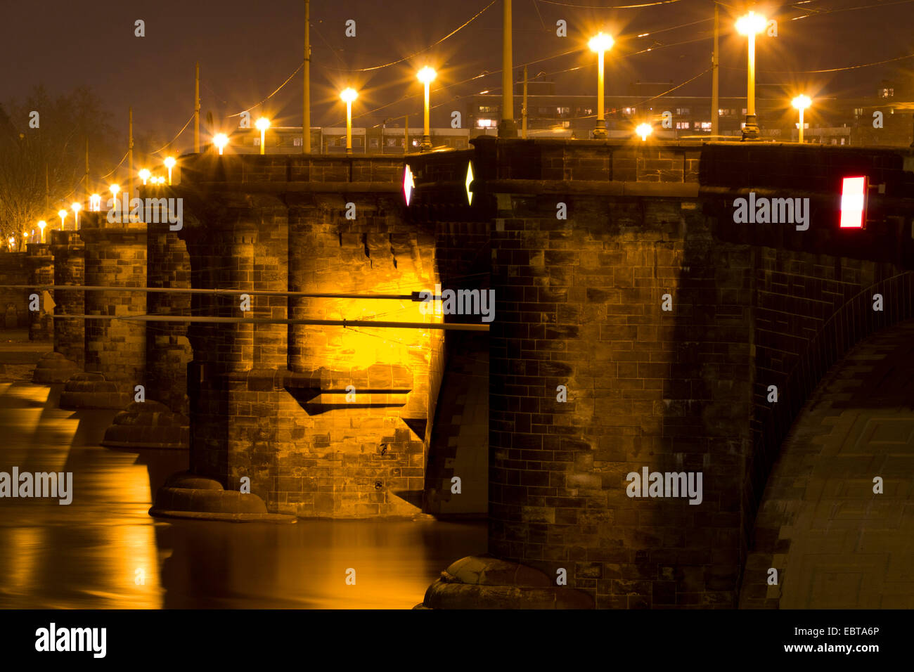 Augustus Bridge at night, Germany, Saxony, Dresden Stock Photo - Alamy