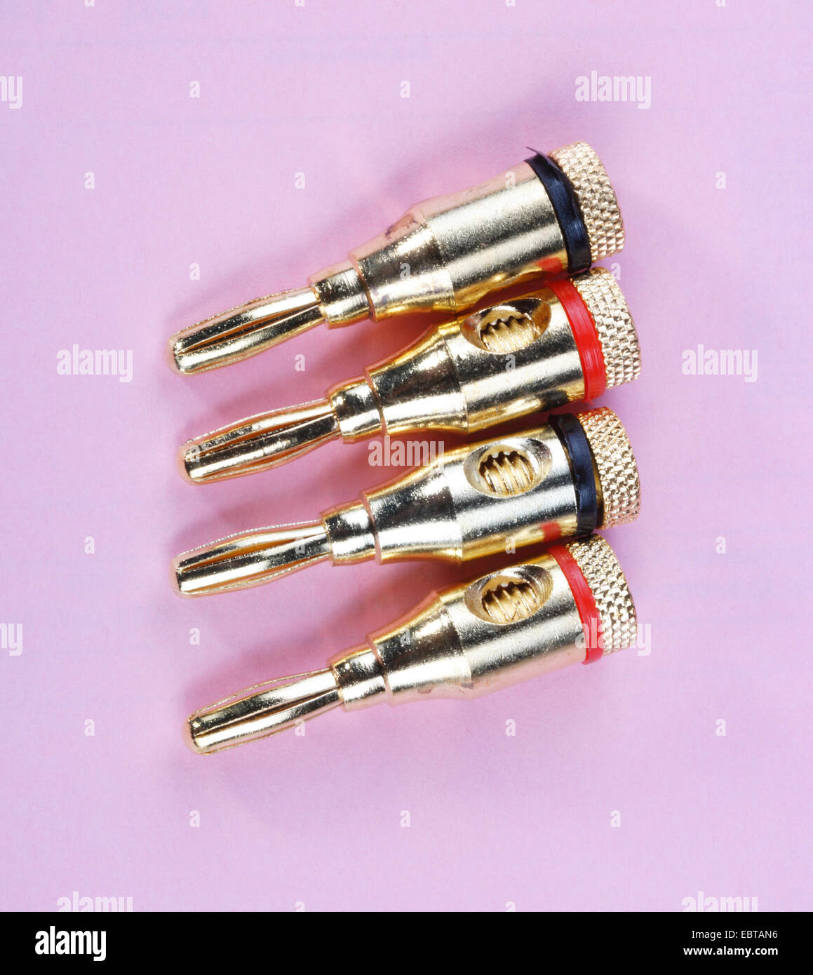 four electric banana plug Stock Photo - Alamy