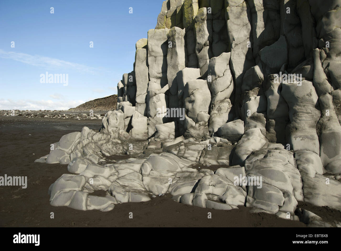 rock coast at Cape Dyrholaey with impressive basalt columns, Iceland ...