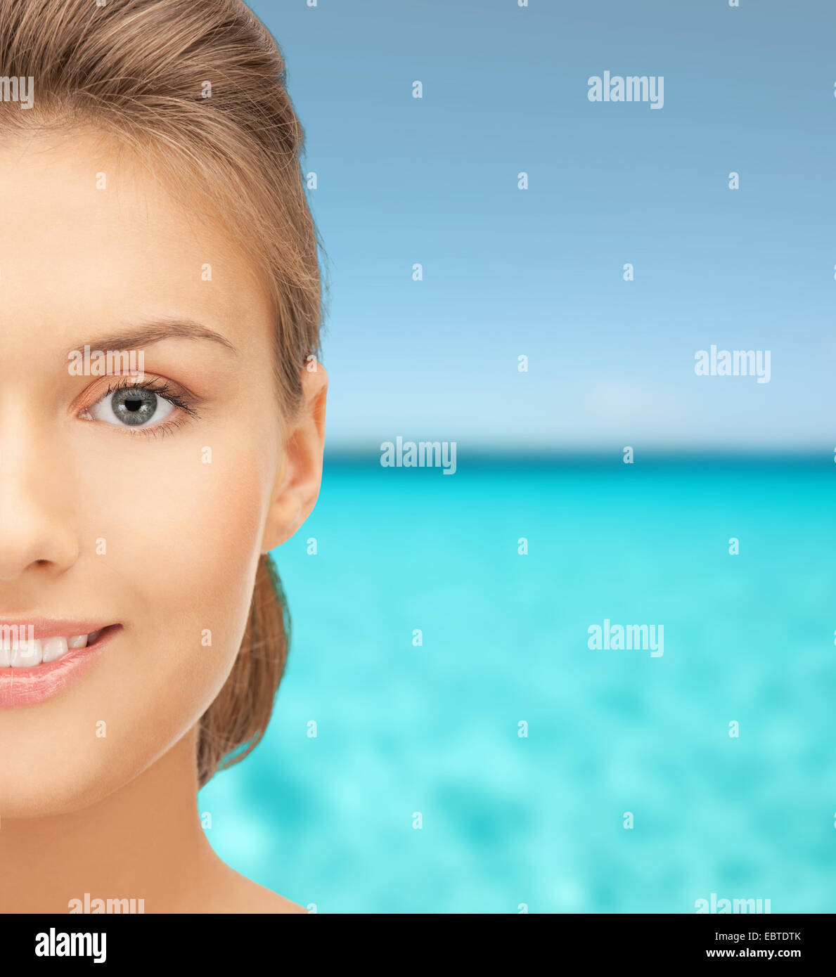 beautiful young woman half face Stock Photo - Alamy