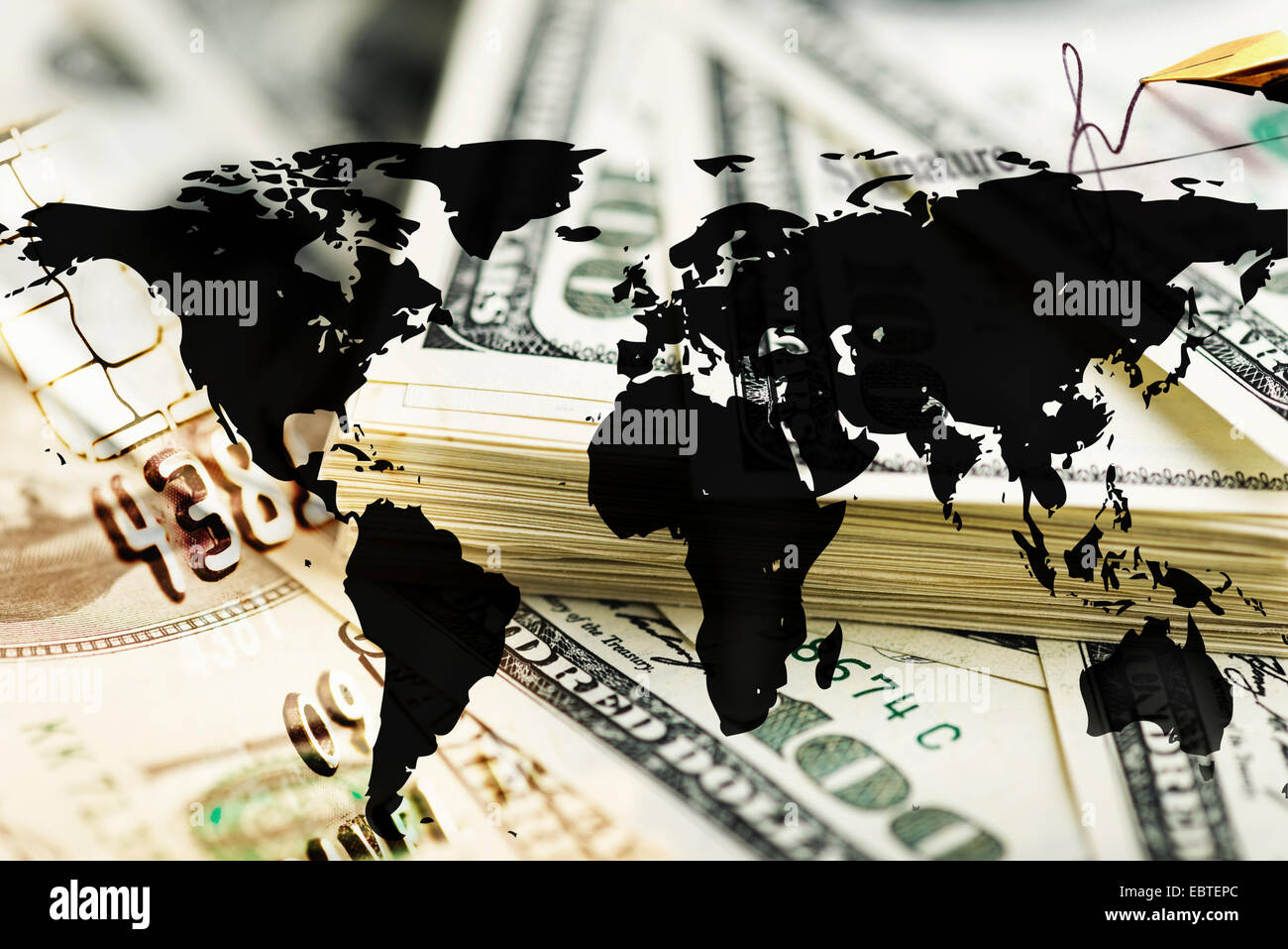 Finance background with dollars and world map. Finance concept Stock ...