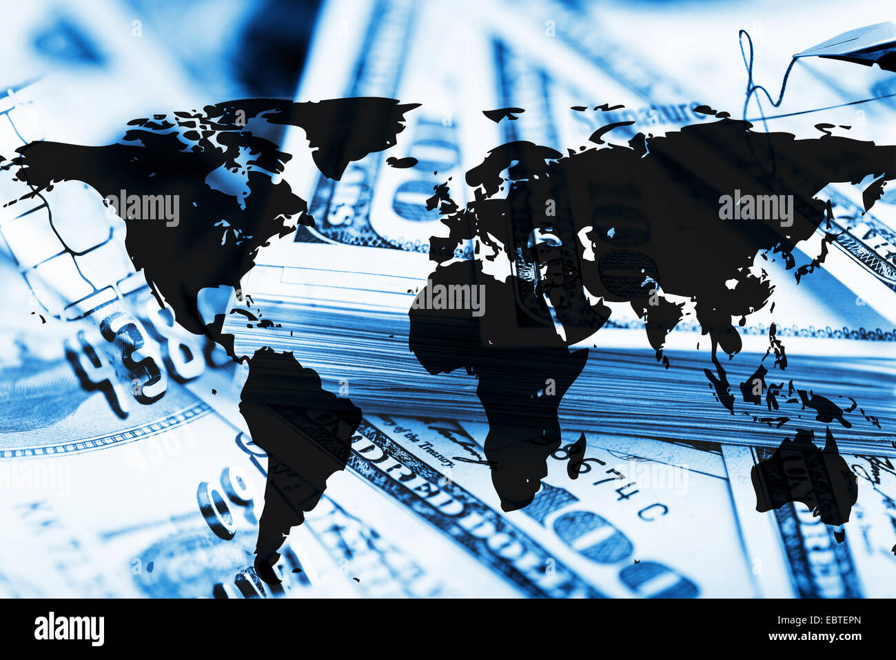Finance background with dollars and world map. Finance concept Stock ...