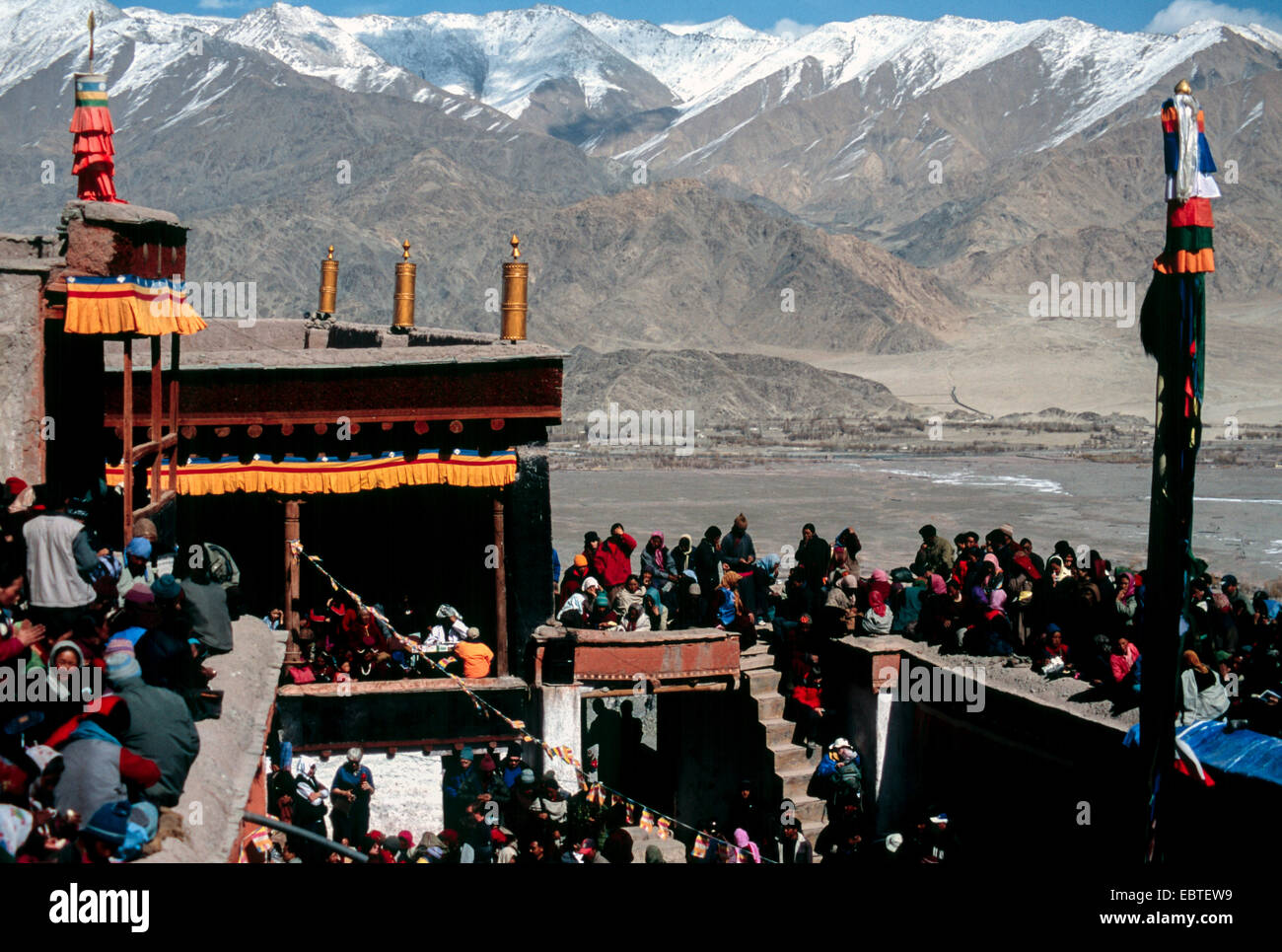 Ladakh Leh Matho monastery Tibet cham crowds men women children monks ...