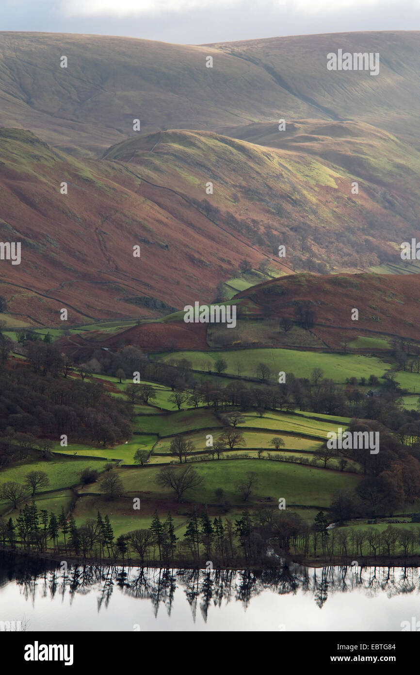 Farm land by Ullswater, Lake district, Cumbria, England, UK Stock Photo ...