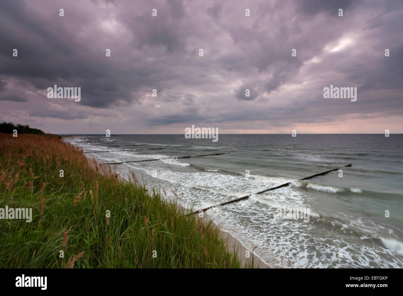 rain clouds over Baltic Sea, Germany, Mecklenburg-Western Pomerania ...