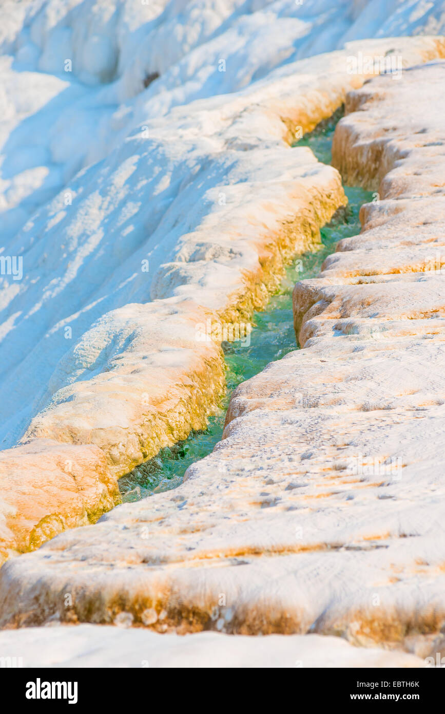 rivulet with turquoise water on the mountain in Pamukkale Stock Photo ...