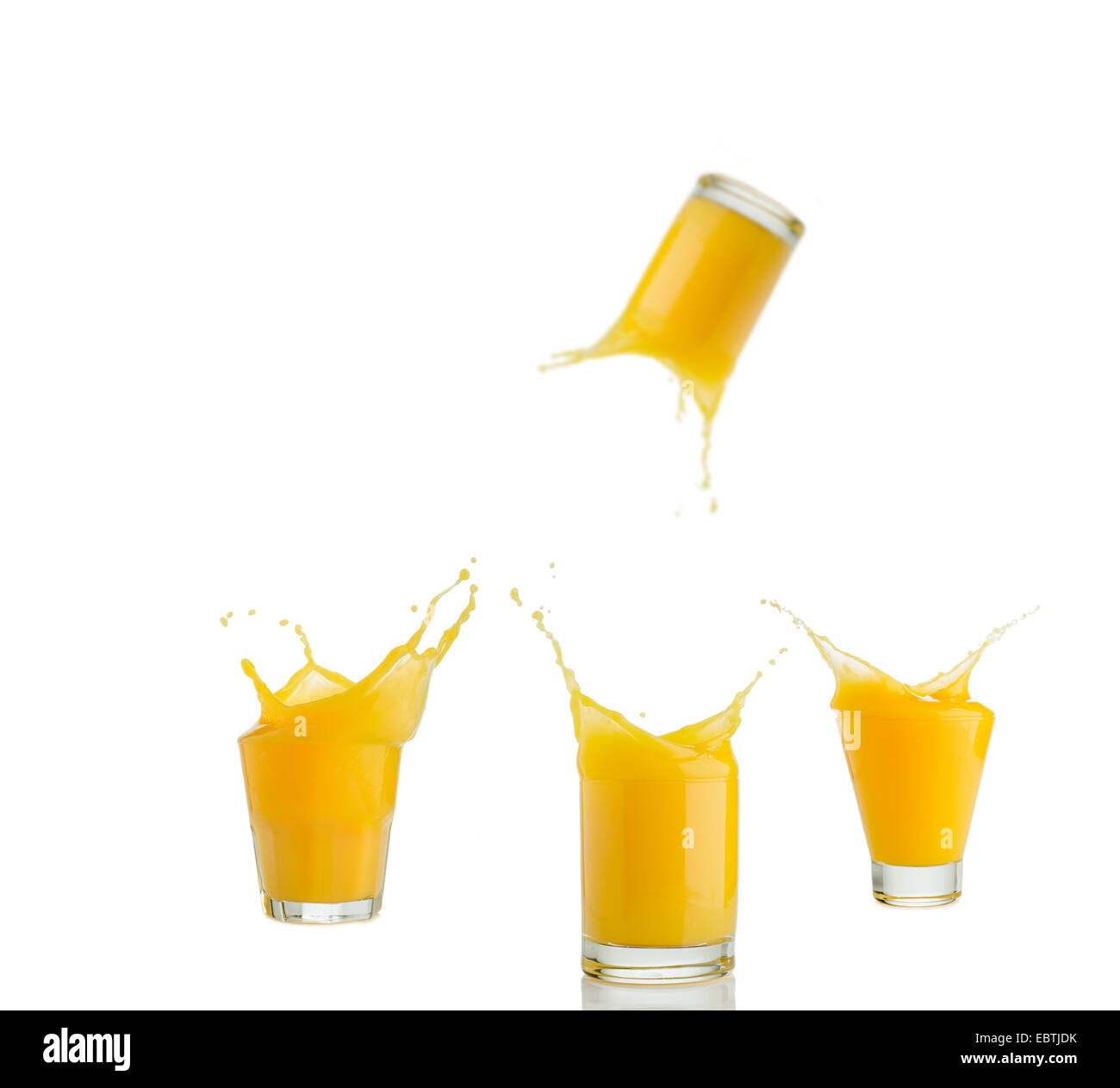 orange juice set splashing isolated on white close up Stock Photo - Alamy