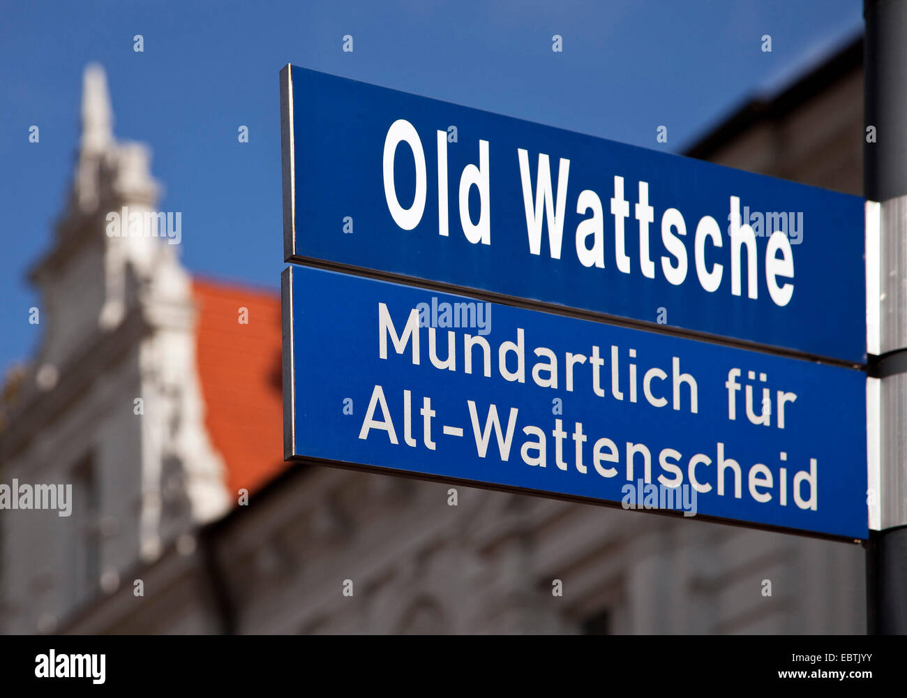 street name sign Old Watsche in Bochum-Wattenscheid, Germany, North ...