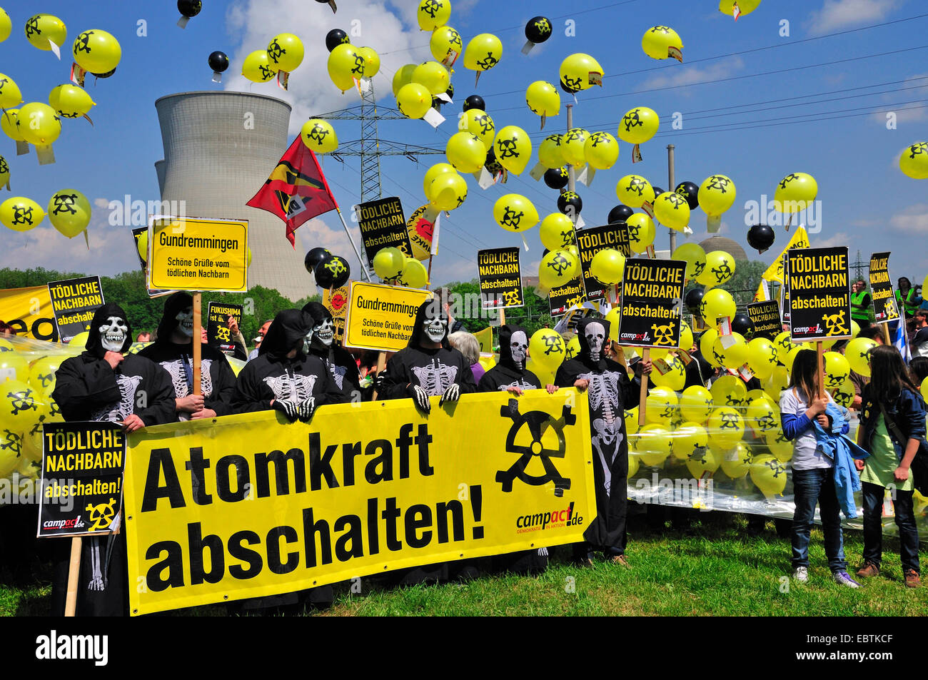anti-nuclear demonstration near nuclear power station Grundremmingen ...